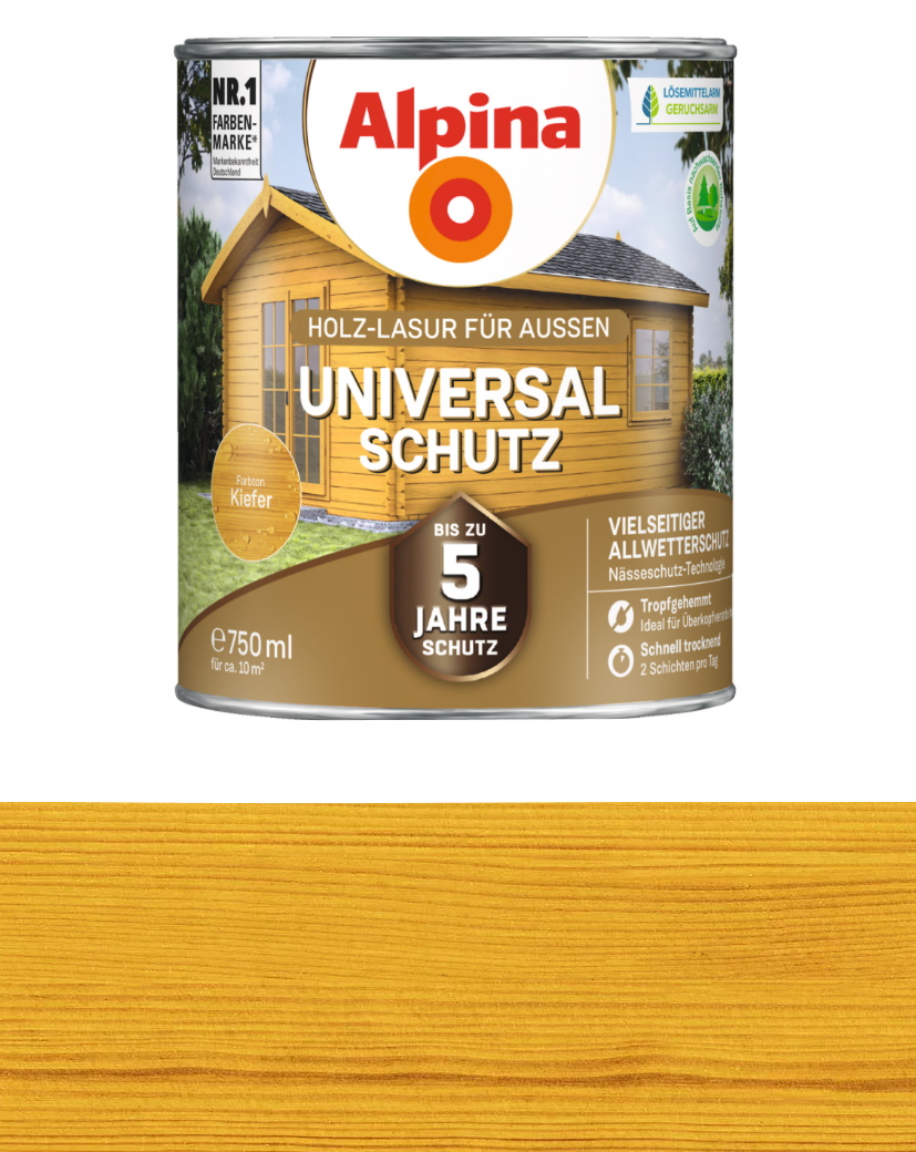 ALPINA Premium Lasur 750 ml Holz Dickschichtlasur außen, Wetterschutz, Farbwahl