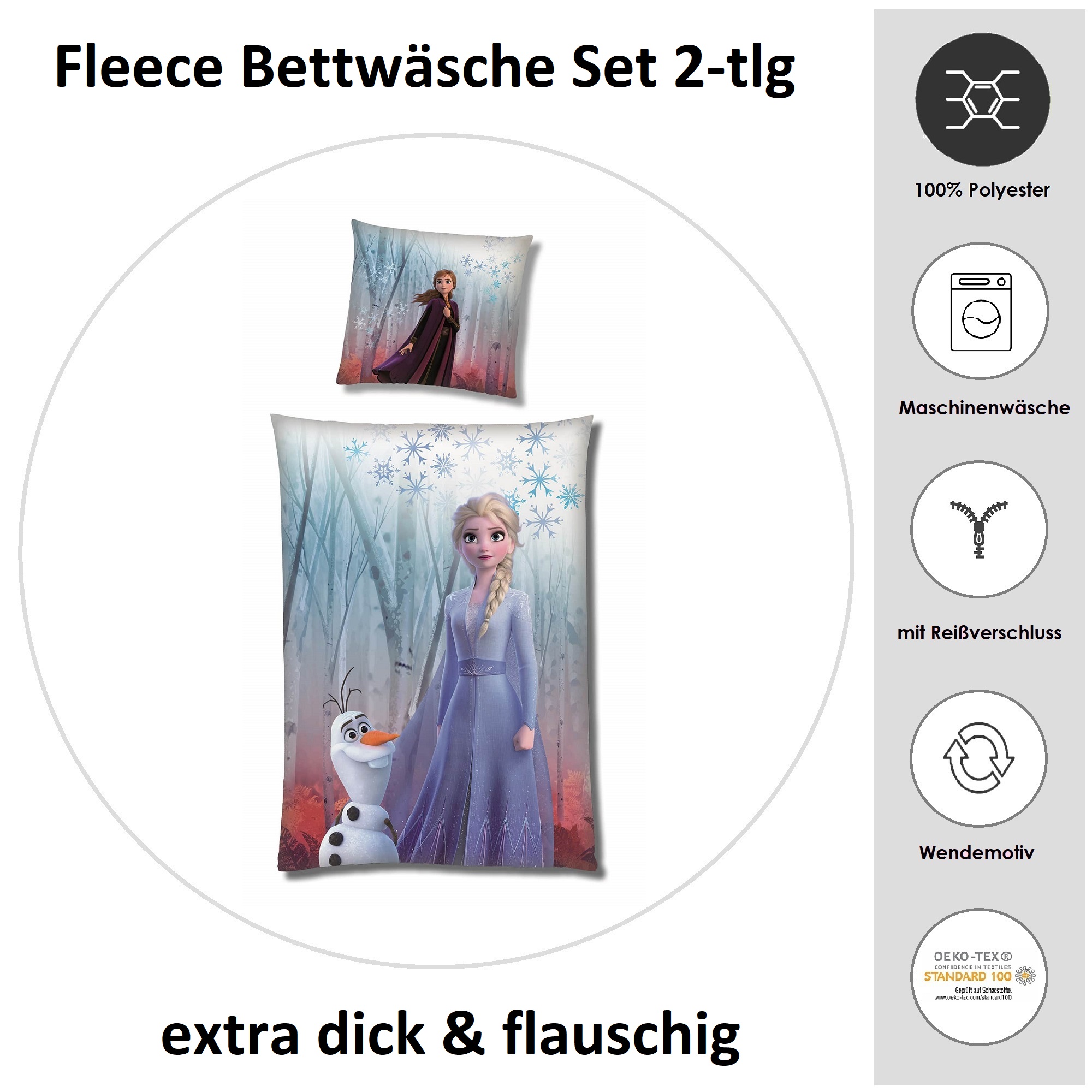 Frozen Eiskönigin Bettwäsche Set 135x200 80x80 Cm Fleece Bettwäsche Mit