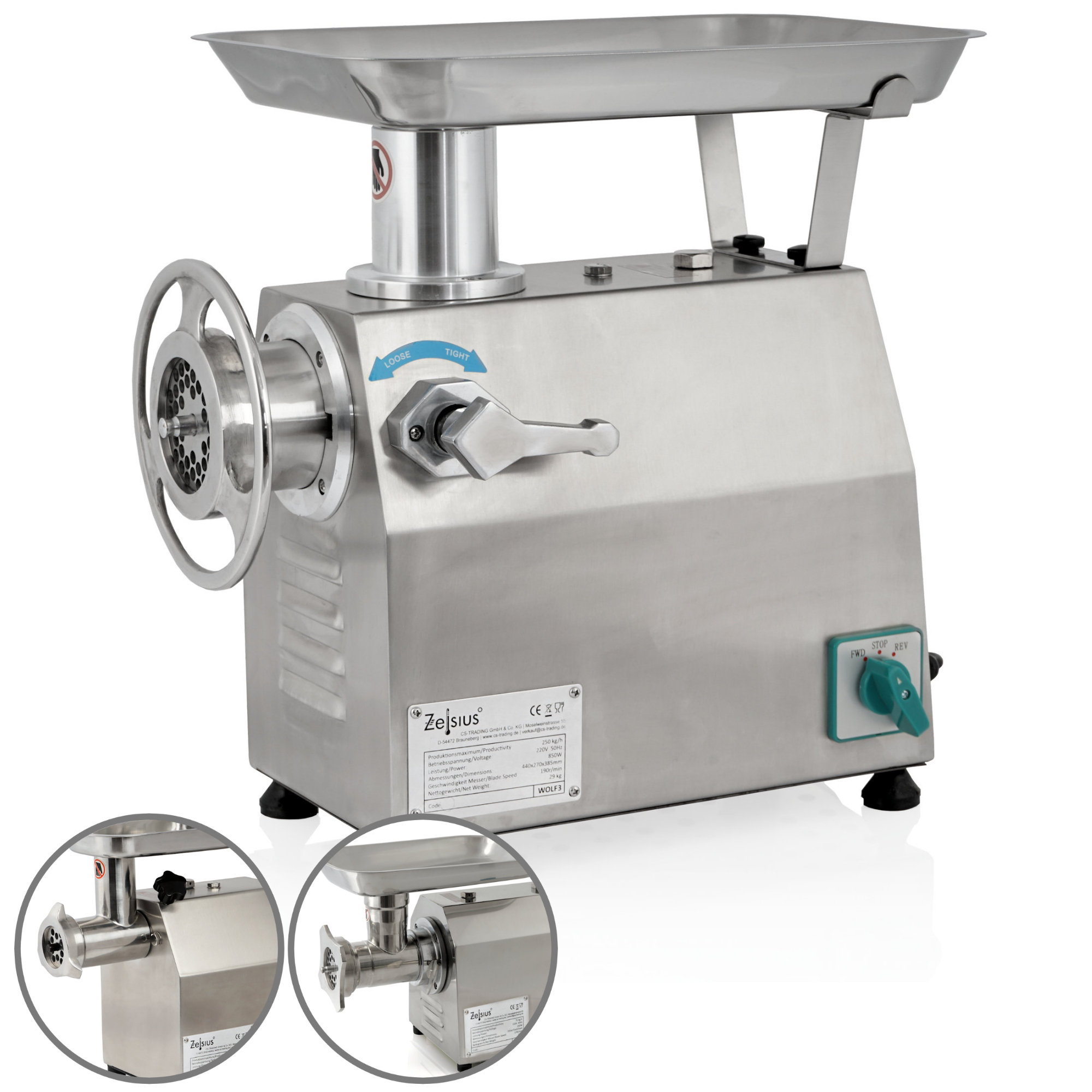 Elektrischer Fleischwolf Profi Edelstahl Wurstfüller Wurstmaschine ...