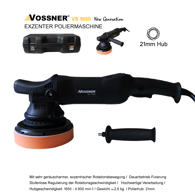 Vossner® Exzenter Poliermaschine 21mm Hub Autolack Schleifer 16tlg ...