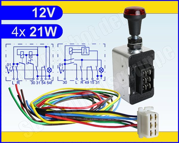 1 x Bosch Warnblinkschalter Warnblinker f. Oldtimer Landmaschinen ...