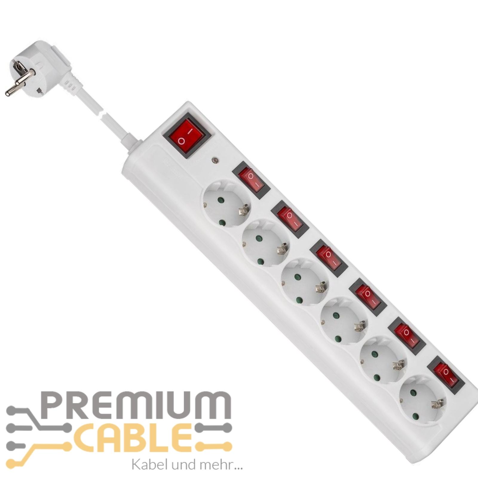 6fach Steckerleiste einzeln schaltbar Steckdosenleiste Master On/Off Stromleiste | eBay