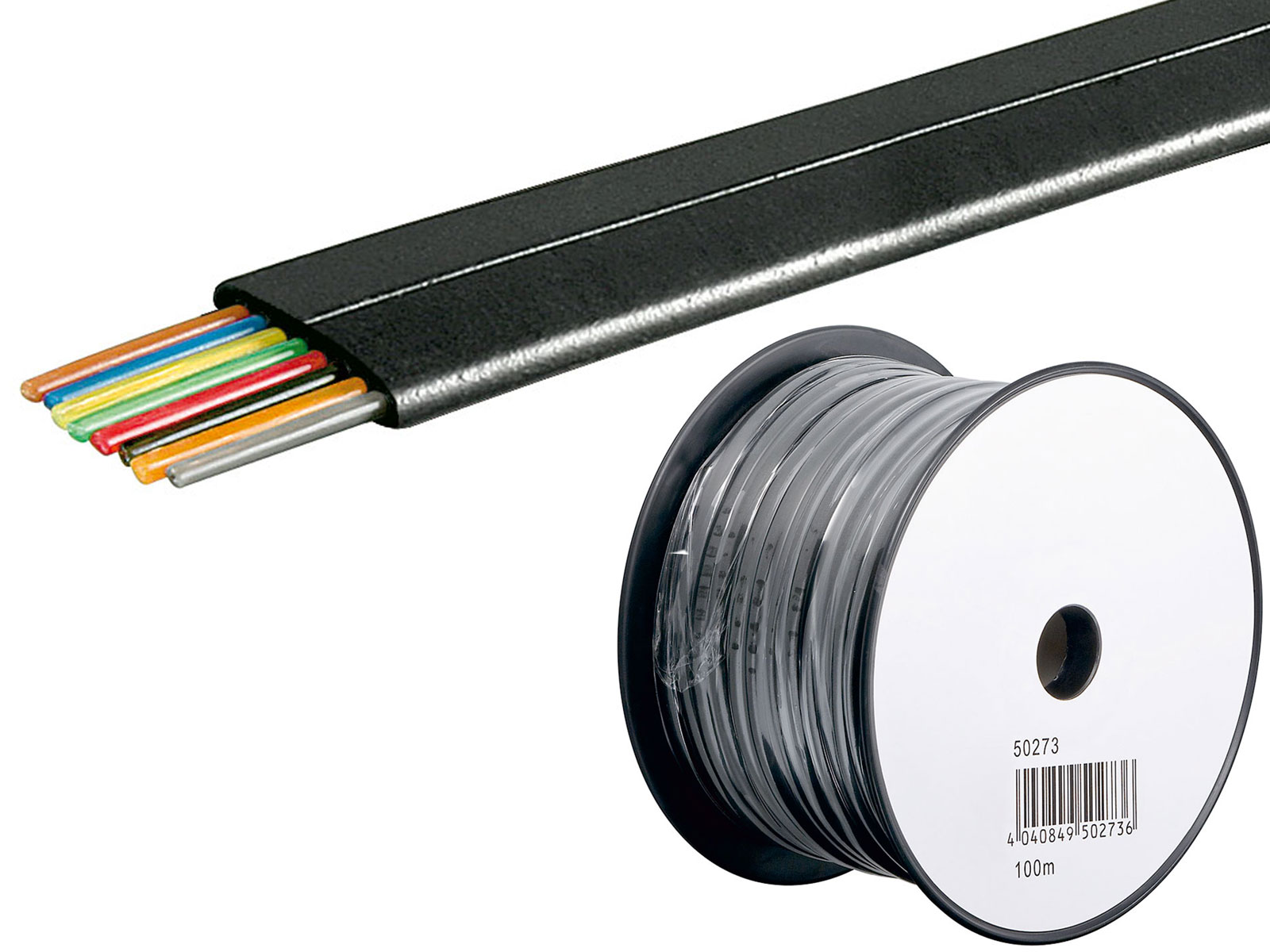 0,19/m 100m Telefonkabel Telefon Leitung Flachkabel 8Adrig Telefon ...