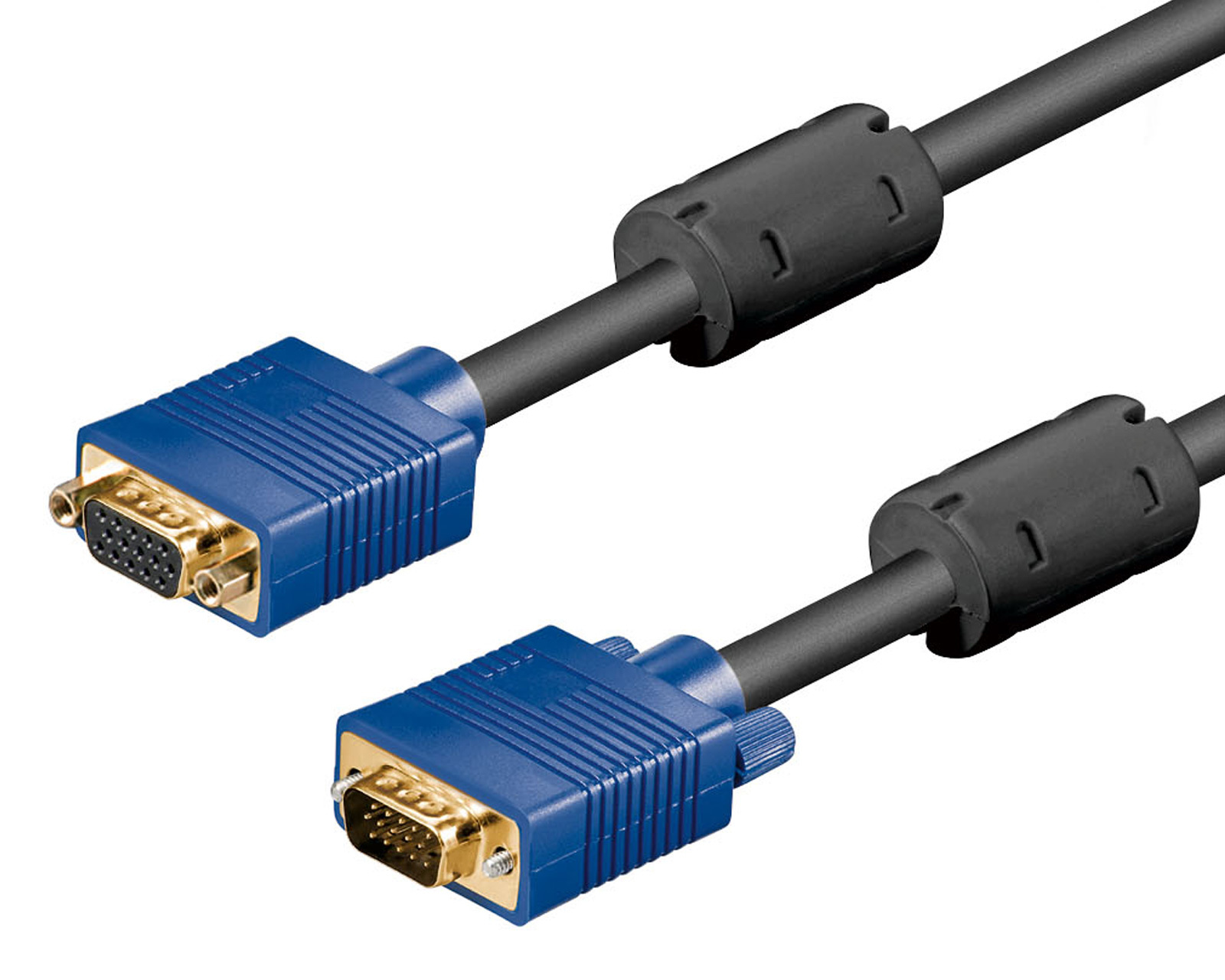 Goobay® 5m S-VGA Kabel Verlängerung SVGA VGA schwarz Ferrite vergoldet ...