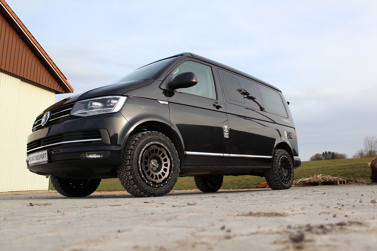 Allterrain Felgen Satz 8,5x18 schwarz für VW T5 T6 T6.1 Twin Monotube Projekt AT Projekt AT ...