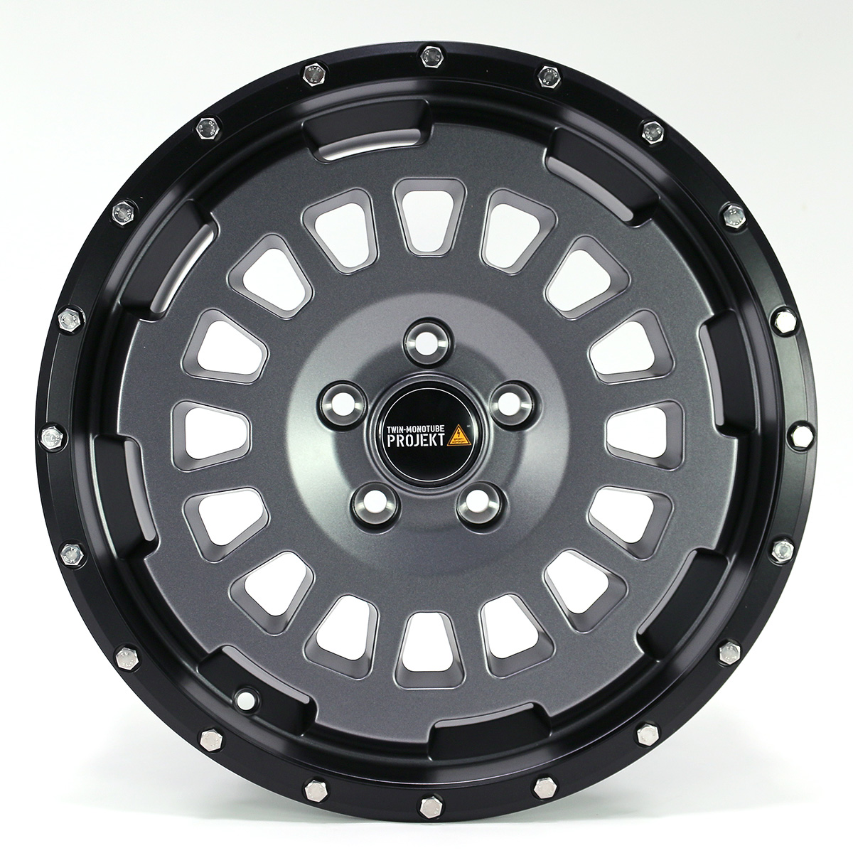 Twin Monotube AT1 Felgen Satz in stone für T5 T6 T61 18 Zoll 8,5x18 mit Anfahrschutzring schwarz