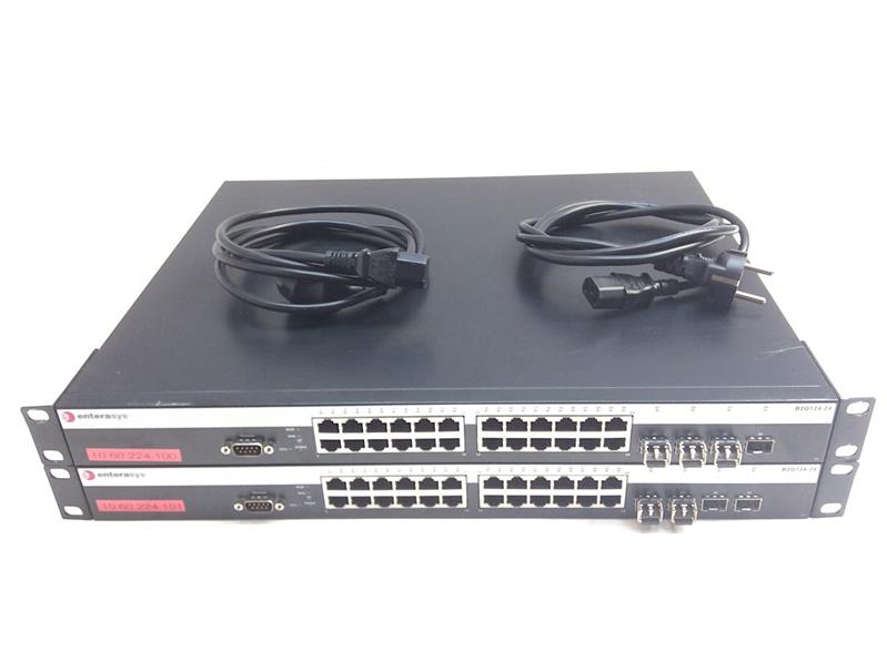 2x Enterasys B2G124-24 Switch 24 Port 100-240VAC 50-60Hz 0.8A max
