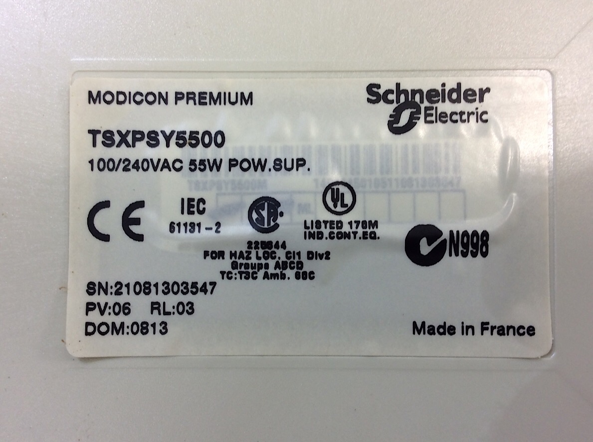 Telemecanique Schneider Electric Modicon TSX Premium TSXPSY5500 100/240VAC