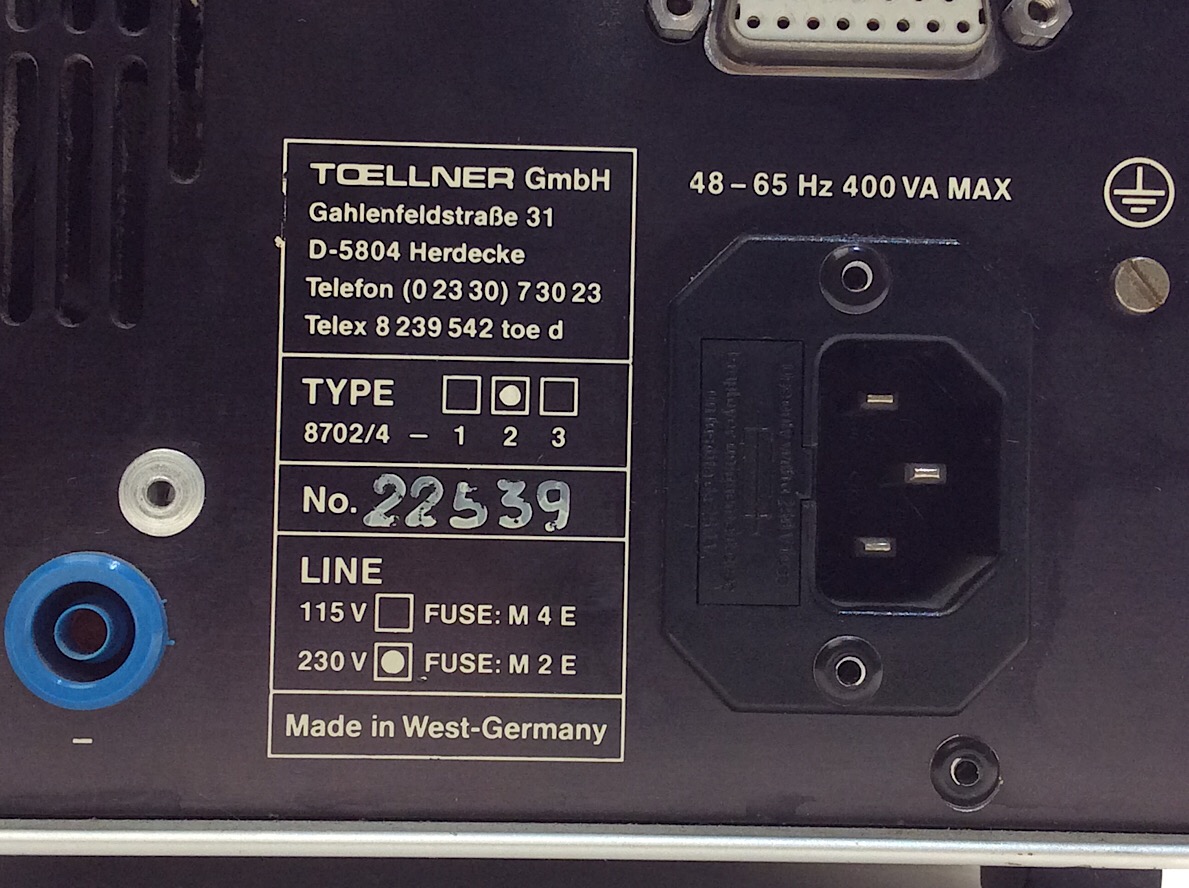 Toellner TOE 8704 8702/4-2 Programmable Power Supply 48-65Hz 400VA MAX