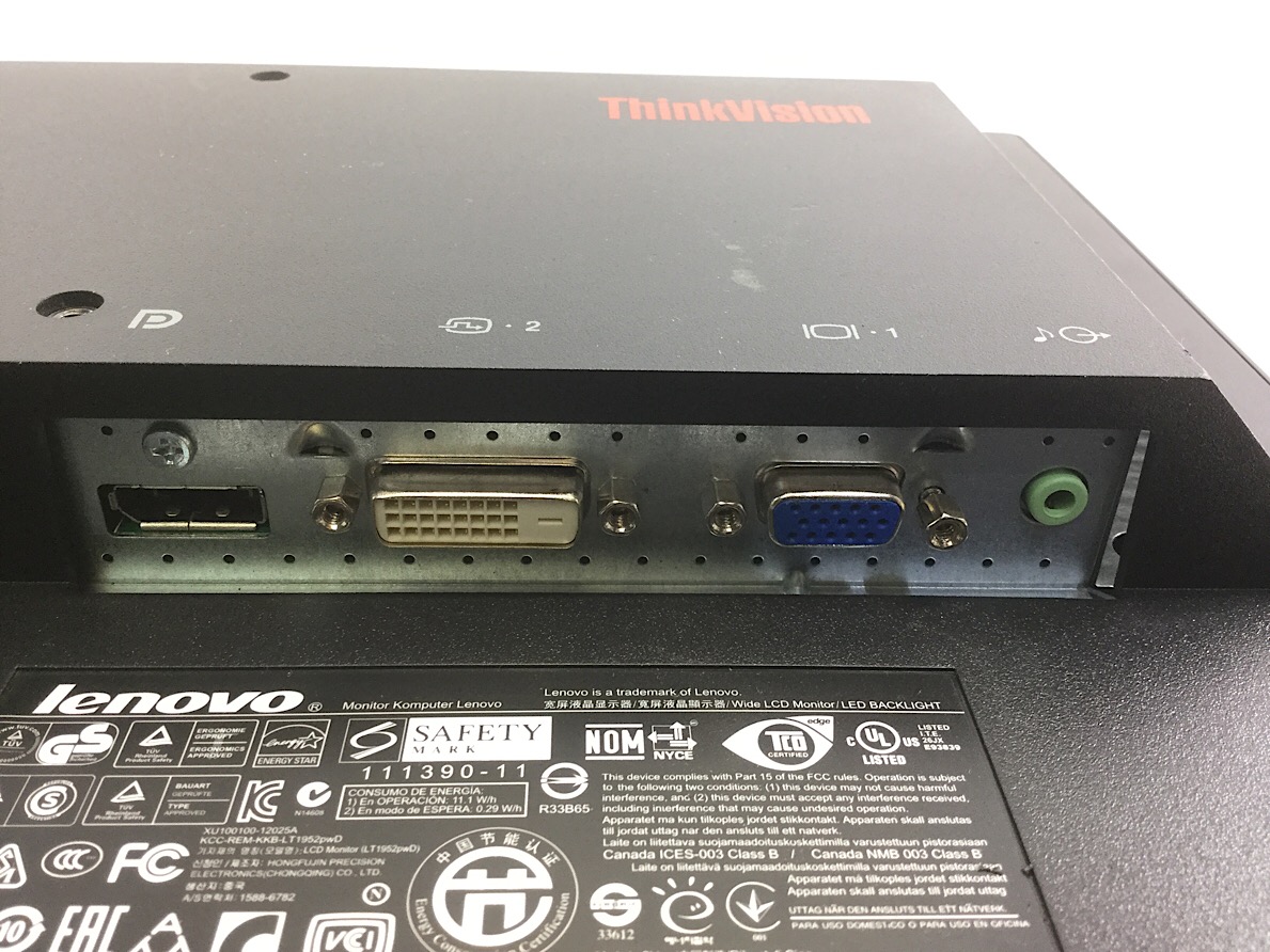 Lenovo Monitor Computer ThinkVision LT1952pwD MTM 2448-MB6 Wide LCD Monitor