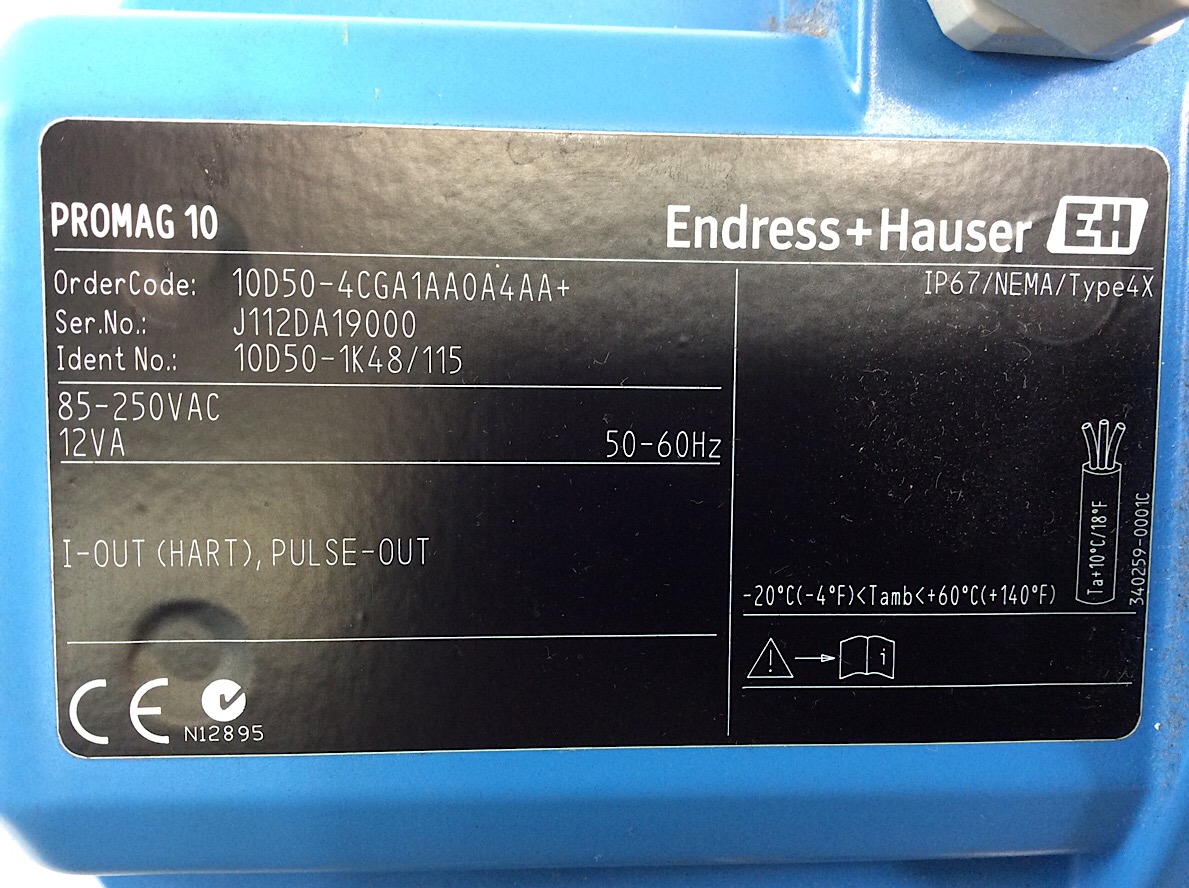 E+H Promag 10D Magnetisch-induktives Durchflussmessgerät 10D50 ...