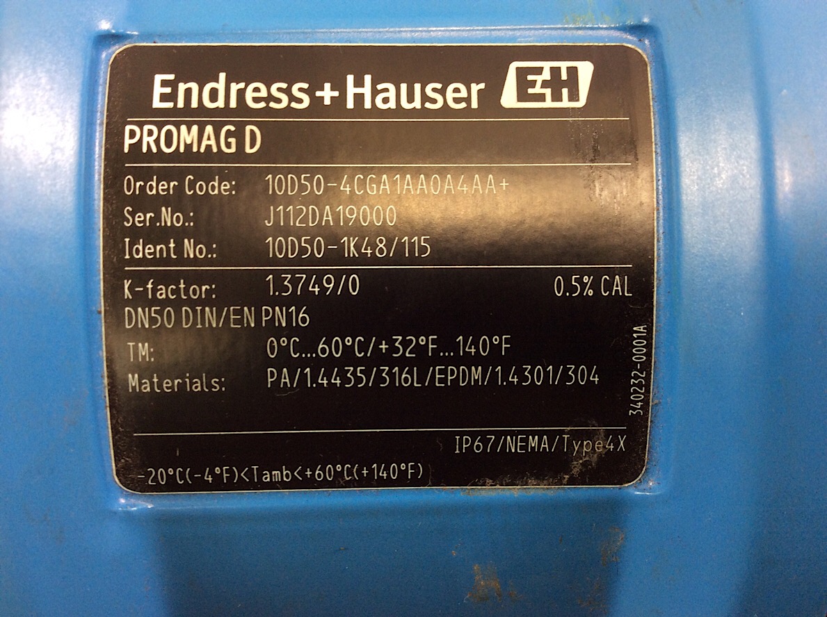 E+H Promag 10D Magnetisch-induktives Durchflussmessgerät 10D50 ...
