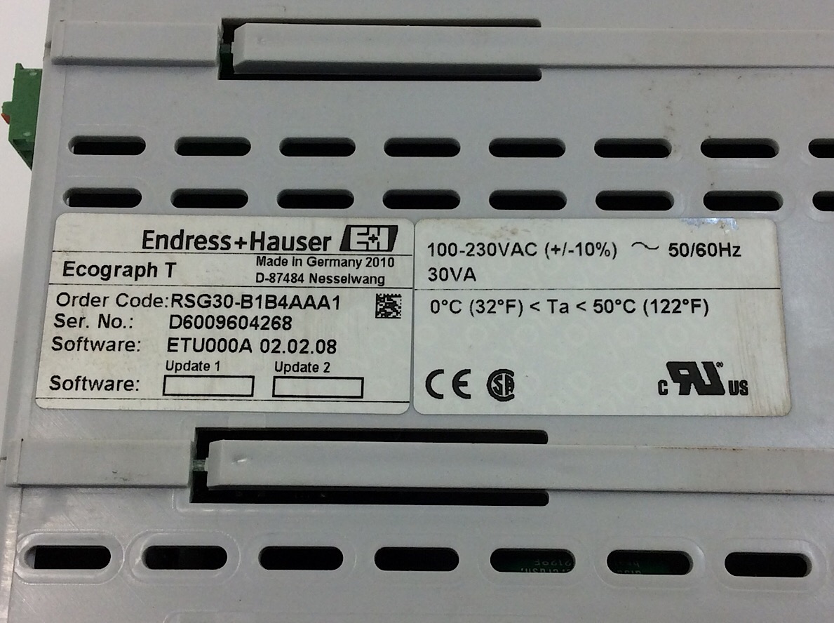E+H Endress+Hauser Ecograph T, RSG30-B1B4AAA1 100-230VAC 50/60Hz 30VA