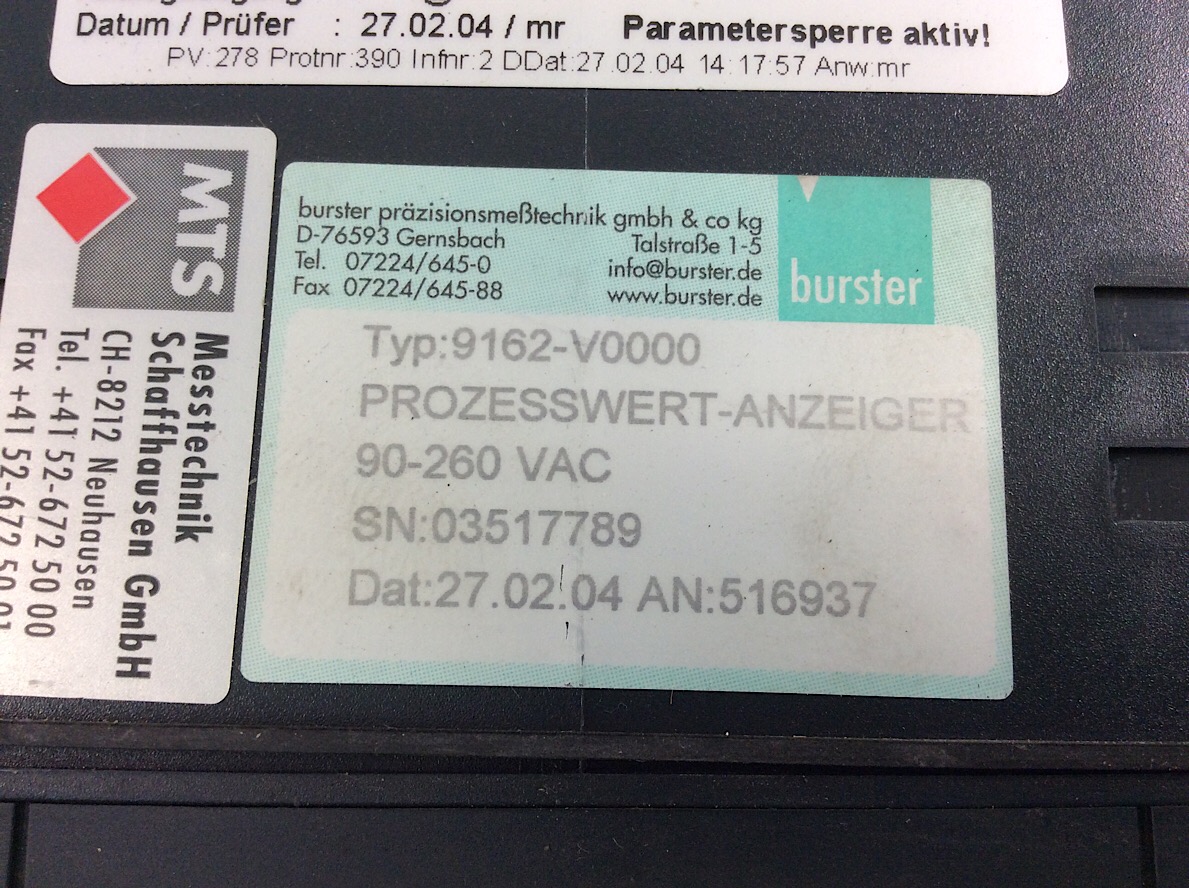 2x Burster 9162-V0000 100..240VAC, 50/60Hz, 12VA Prozesswert-Anzeiger