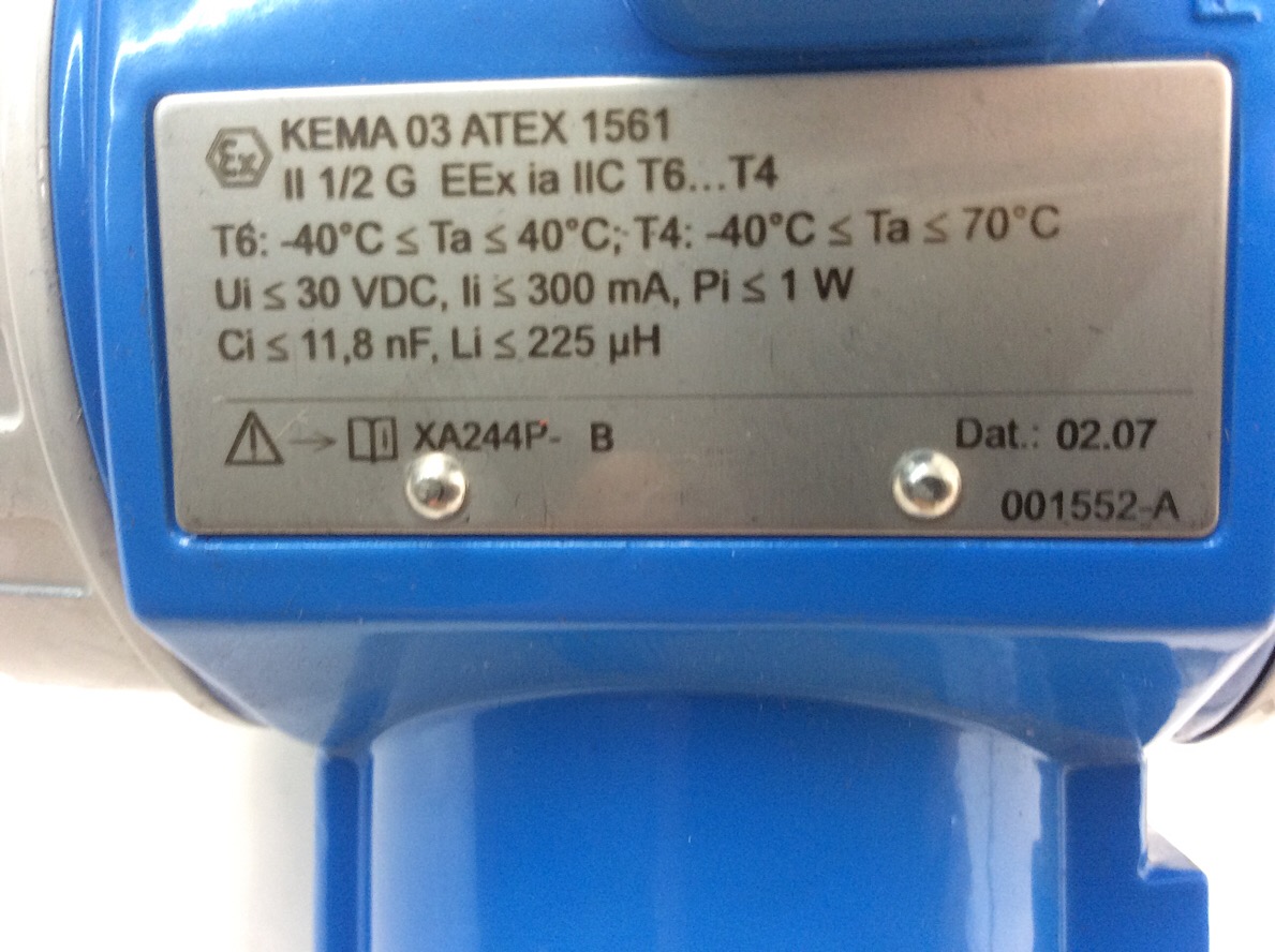 Endress + Hauser KEMA97 ATEX 4500 II 1/2 G + KEMA 03 ATEX 1561 0...40 bar