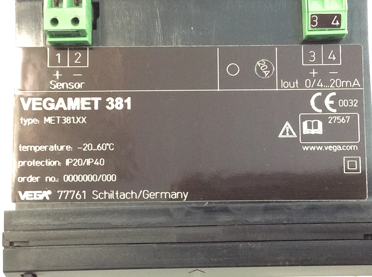 VEGA VEGAMET 381, MET381.XX Display -20...60°C