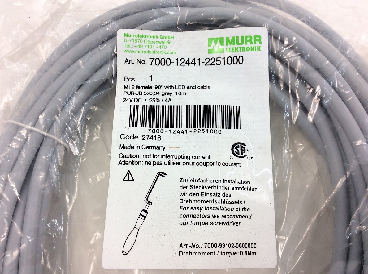 10x MurrElektronik 7000-12441-2251000 M12 Sensor-Aktor-Kabel 24V DC 4A